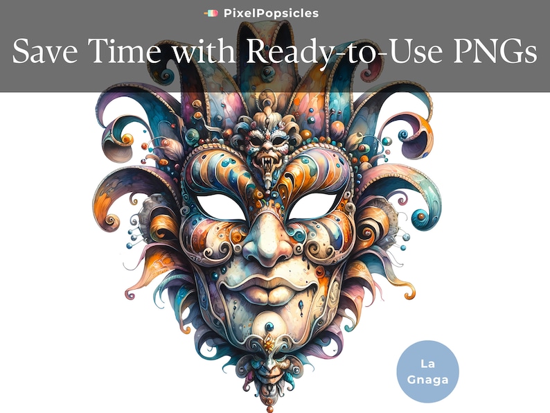 Masquerade Masks Clipart Watercolor PNG Set 15 Venetian Mask, Mardi ...