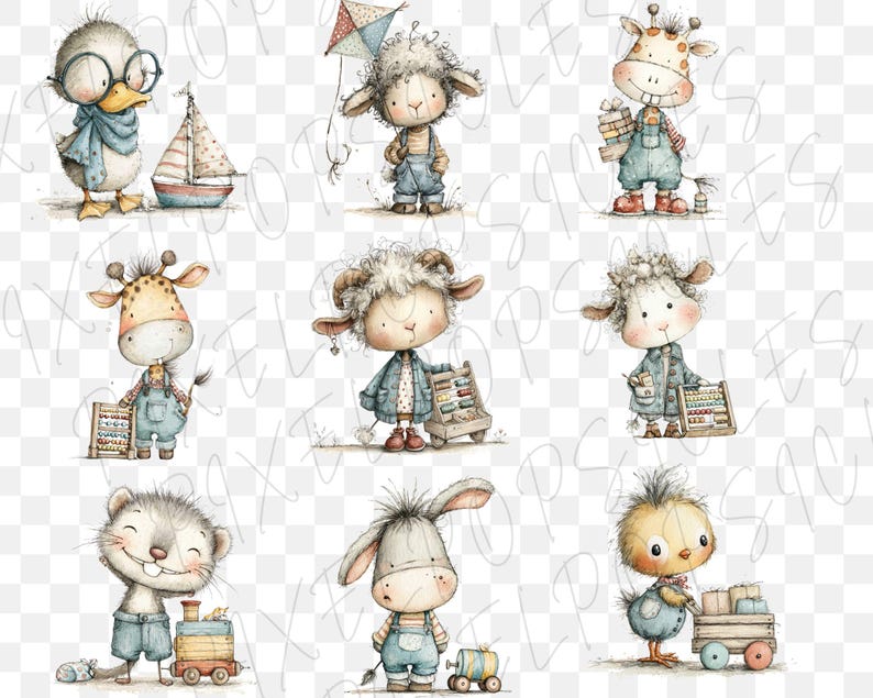 Watercolor Sweet Summer Animal Clipart: Pngs (digital Download) - Etsy