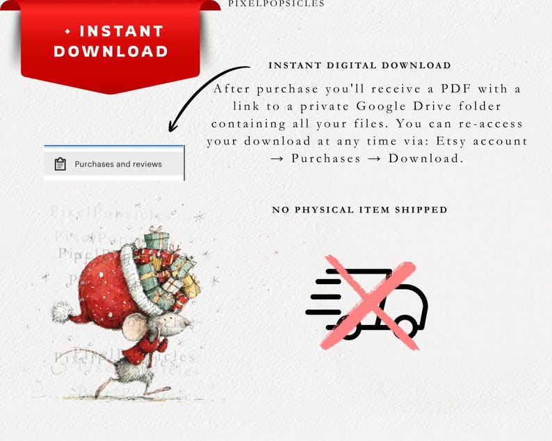 Christmas Mouse PNG Bundle: Winter Woodland Clip Art (digital Download ...