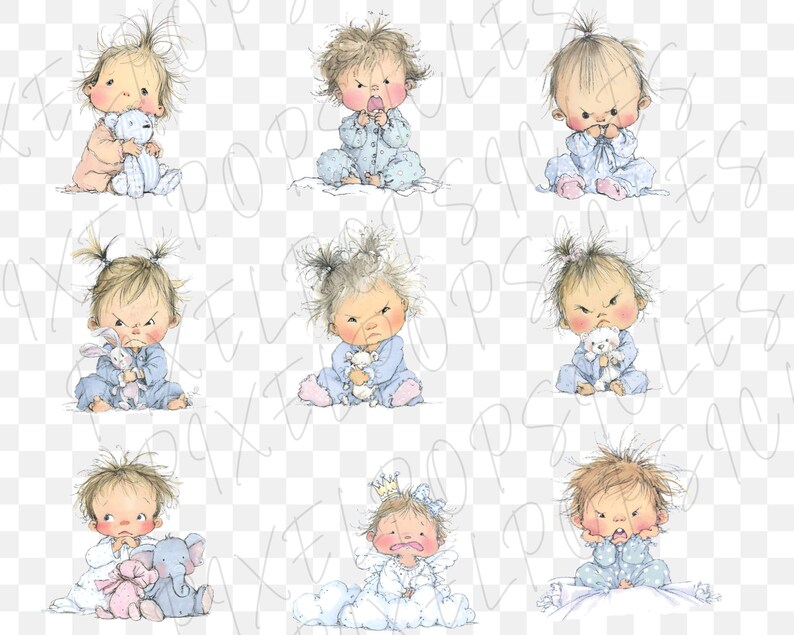 Watercolor Sweet Angry Baby Clipart: High-res Whimsical PNG Images ...