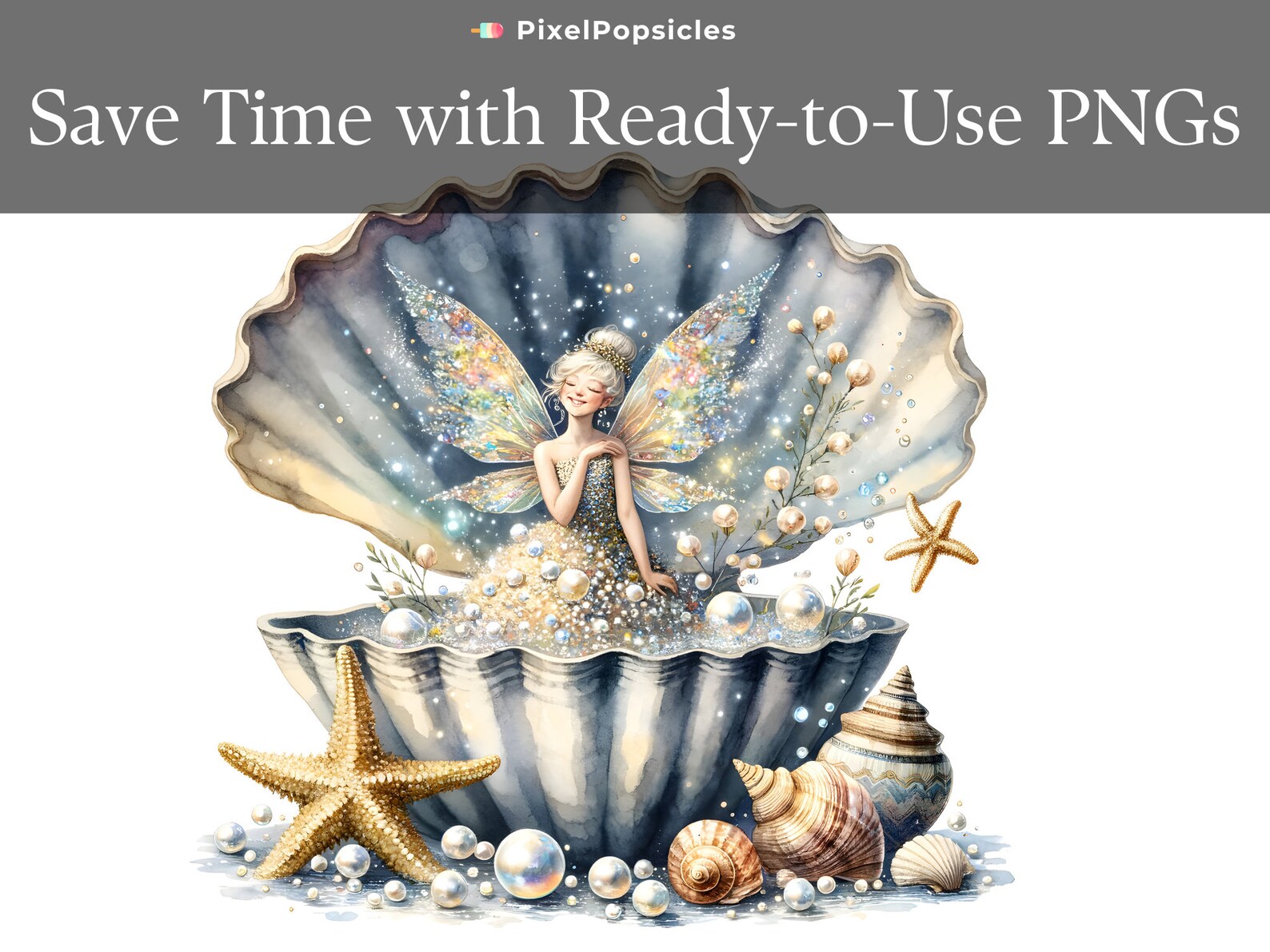 A Fairy's Clamshell Bath Transparent Clipart 16 Fairy Clip Art Set ...