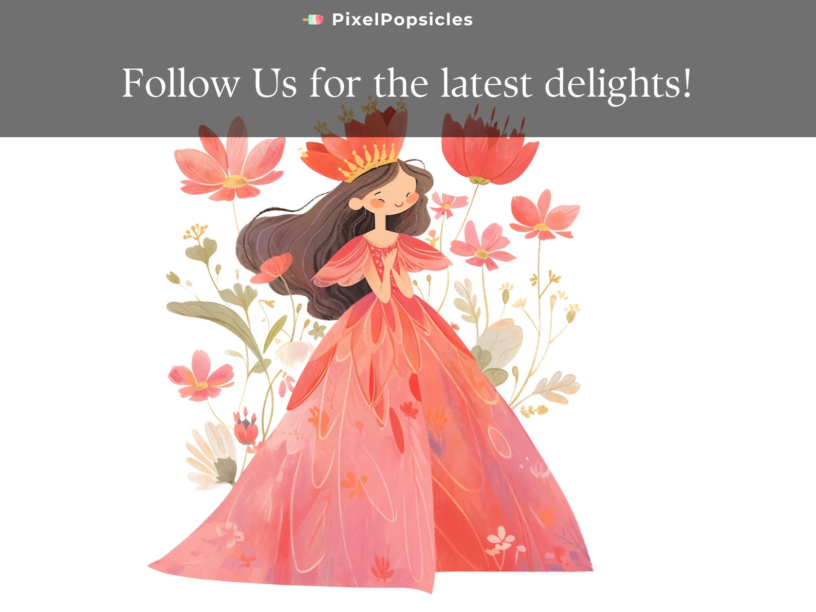 Red Princess Watercolor Clipart Set: Floral Nursery Art (digital ...