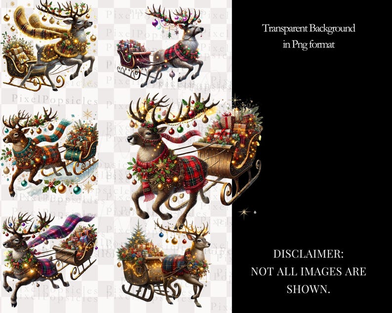 Watercolor Christmas Reindeer Clipart Set – Holiday PNG Images (digital ...