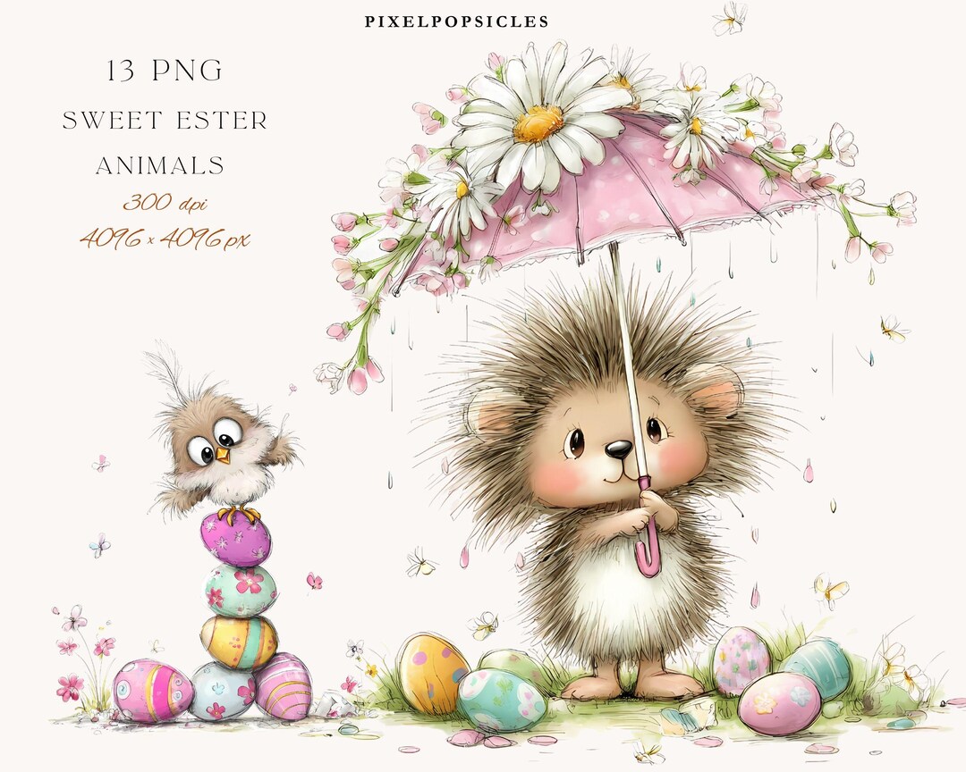 Easter Clipart: Watercolor Spring Animals Illustrations (digital ...