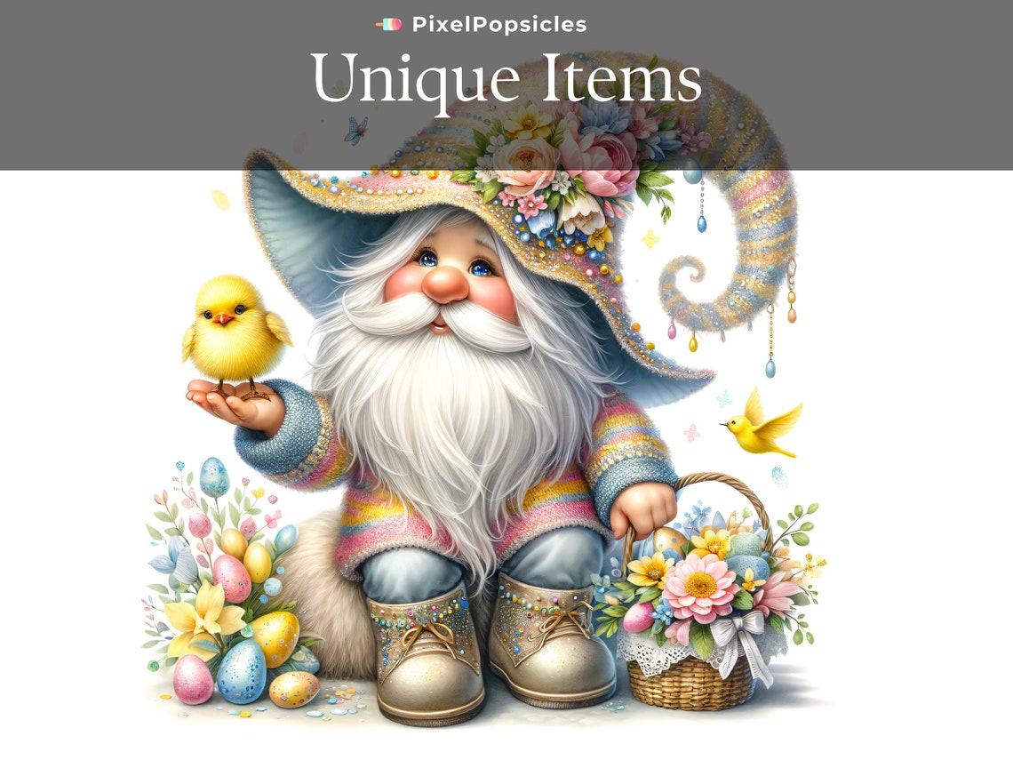 12 Easter Gnomes Watercolor Clipart PNG, Spring Flowers Easter Eggs ...