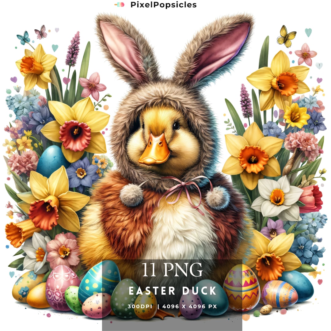 11 Easter Duck Clipart, Watercolor Cute Ducks Clipart, Spring Clipart ...