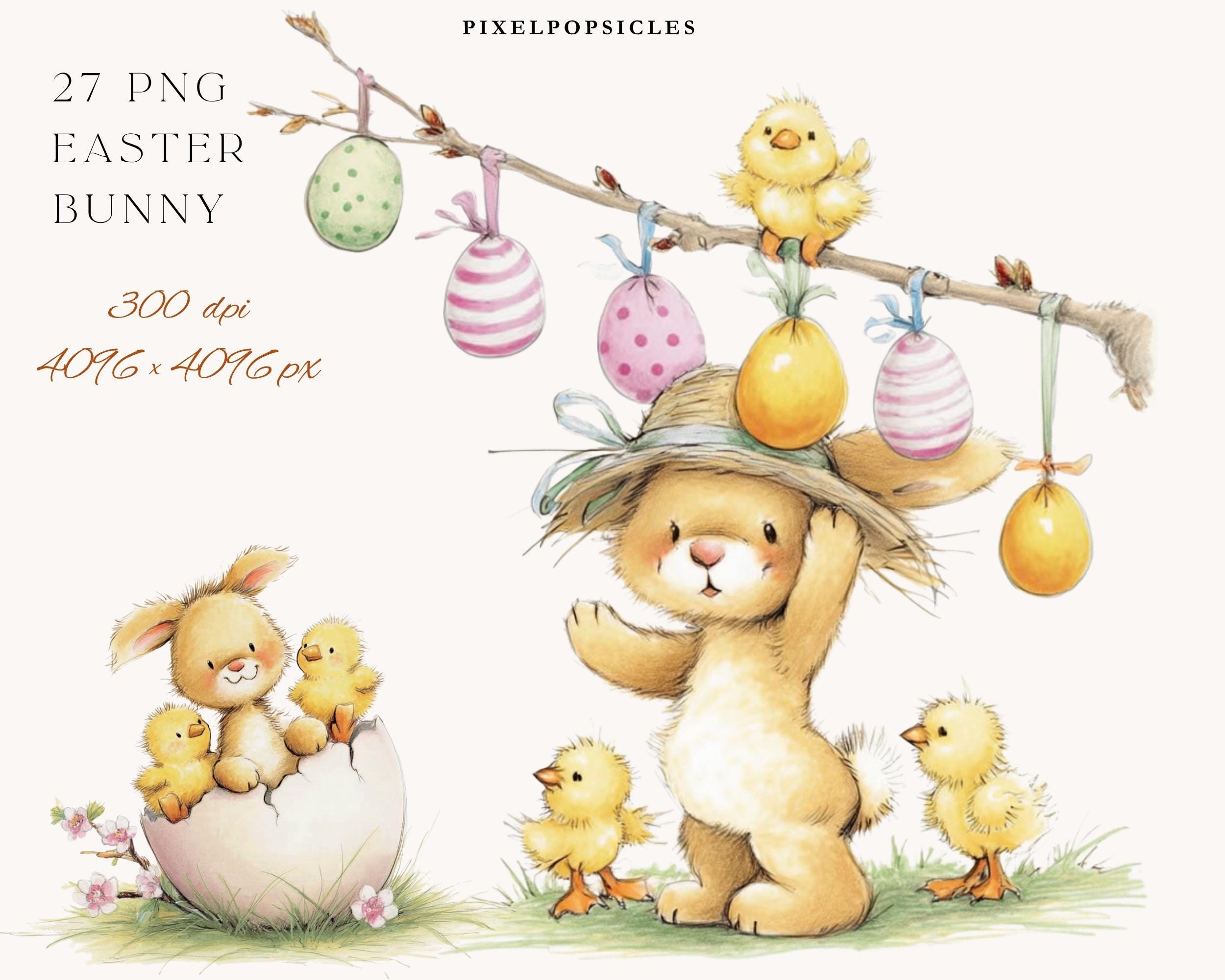 Watercolor Bunny Clipart | Cute Rabbit PNG, Easter Graphics (digital ...
