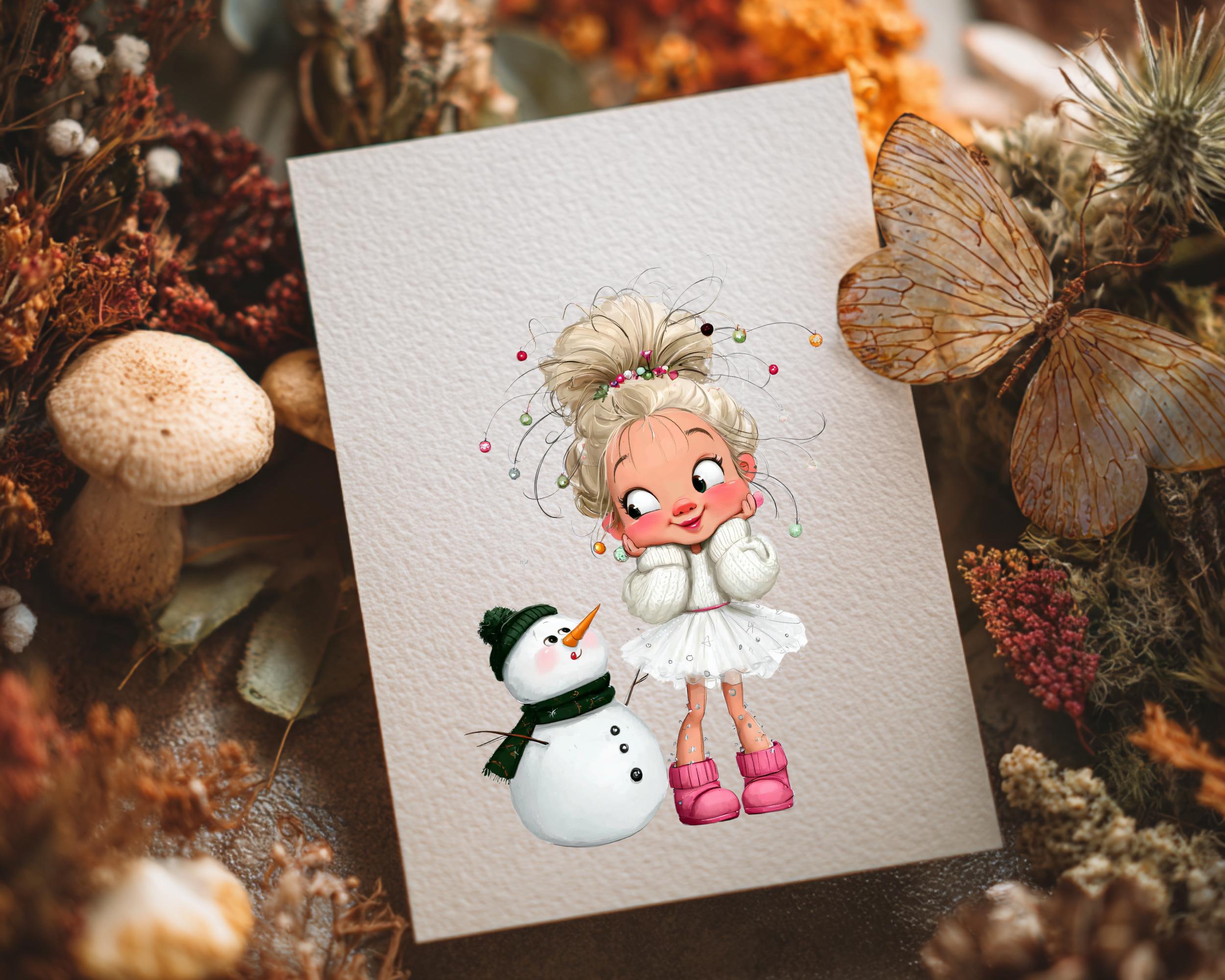 Watercolor Christmas Girl Clip Art: Whimsical Holiday Pngs (digital ...