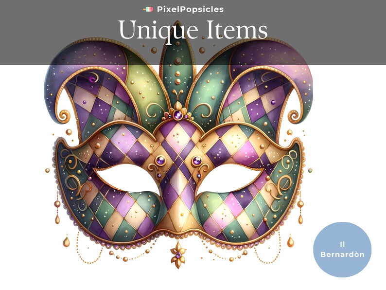 Masquerade Masks Clipart Watercolor PNG Set 15 Venetian Mask, Mardi ...