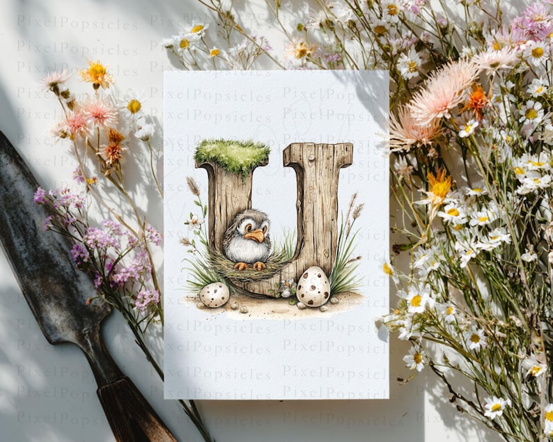 Watercolor Forest Alphabet Clipart: Flower Letters Nursery Decor ...