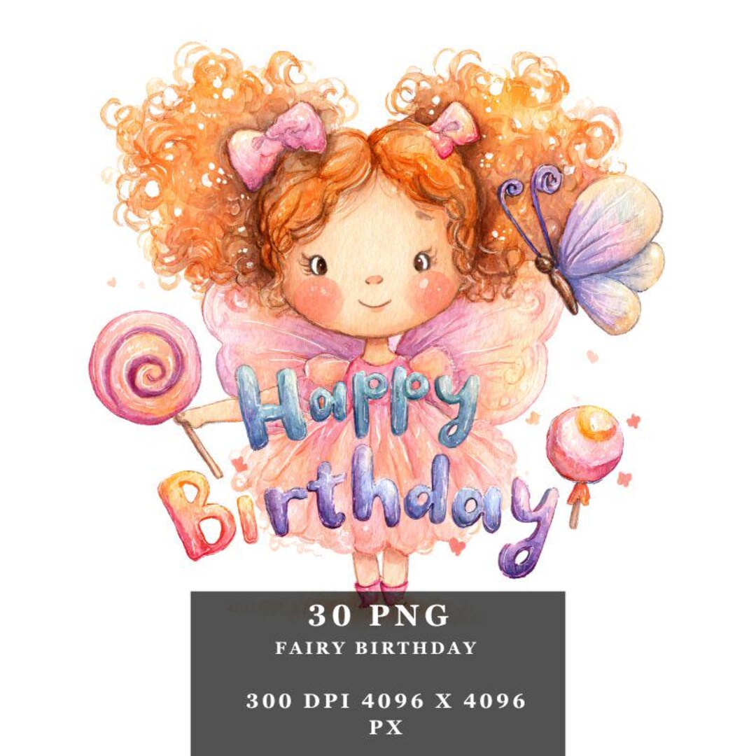 Curly Fairy Birthday Girl PNG Clipart – 30 Whimsical Fairy ...