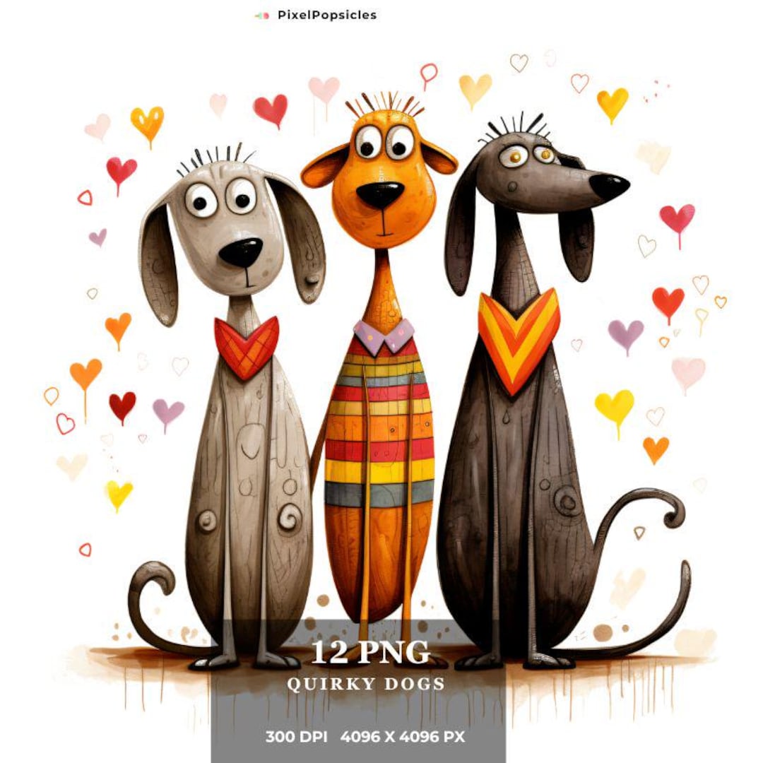 Whimsical Cartoon Dog Art Print: Playful Canine Illustration (digital ...