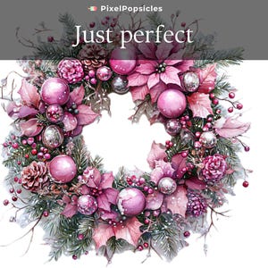 Pink Christmas Wreath Clipart Bundle (digital Download) - Etsy