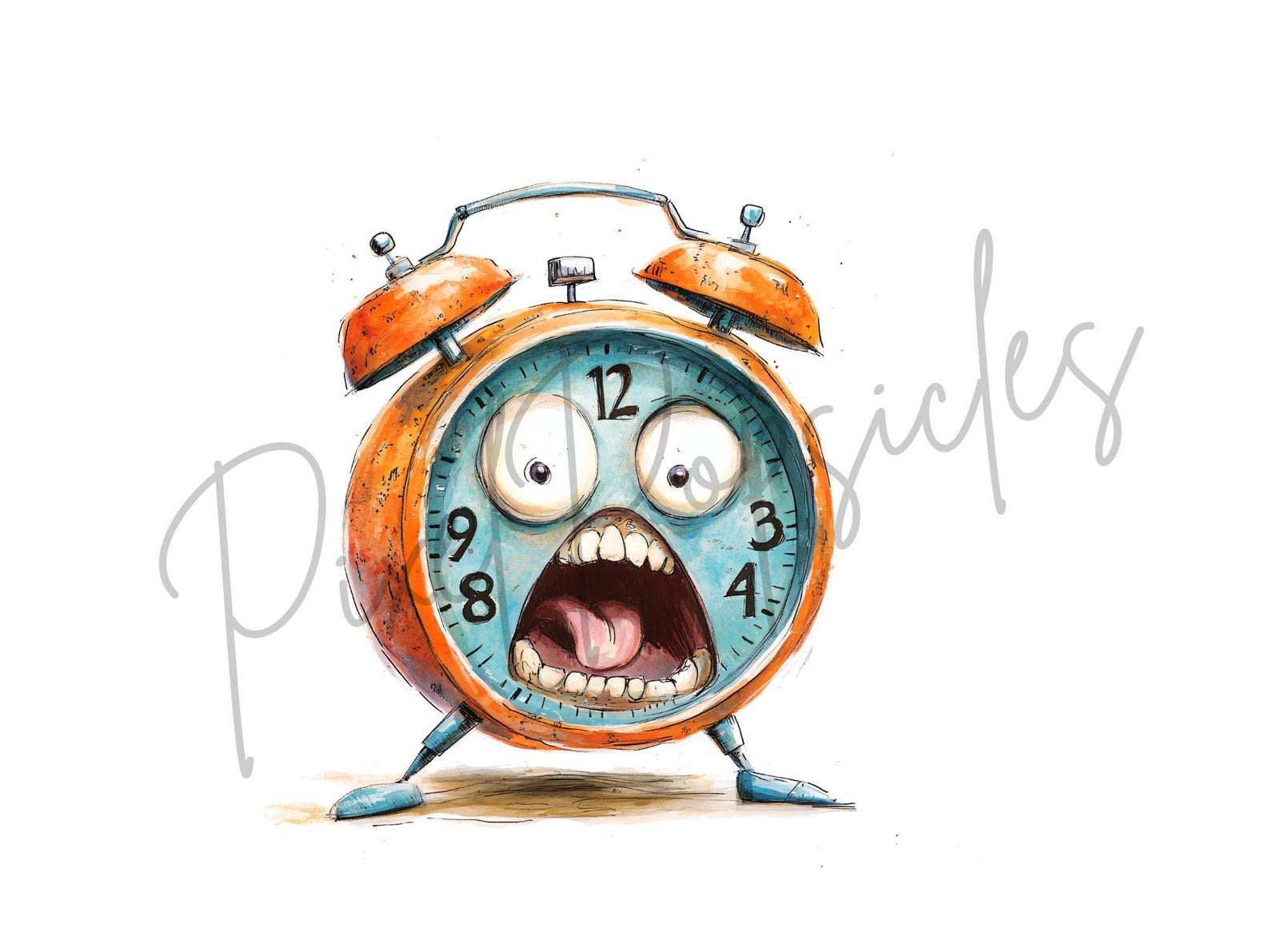 Funny Clock Clipart | Digital Printable Vector Clock Face for Creative ...
