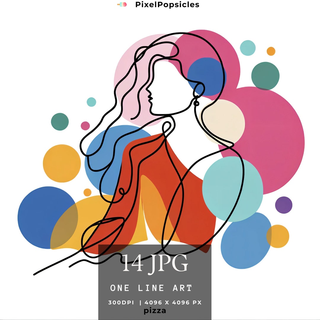 14 One Line Art Woman's Clipart JPG, Joyful Clipart, Femininity ...