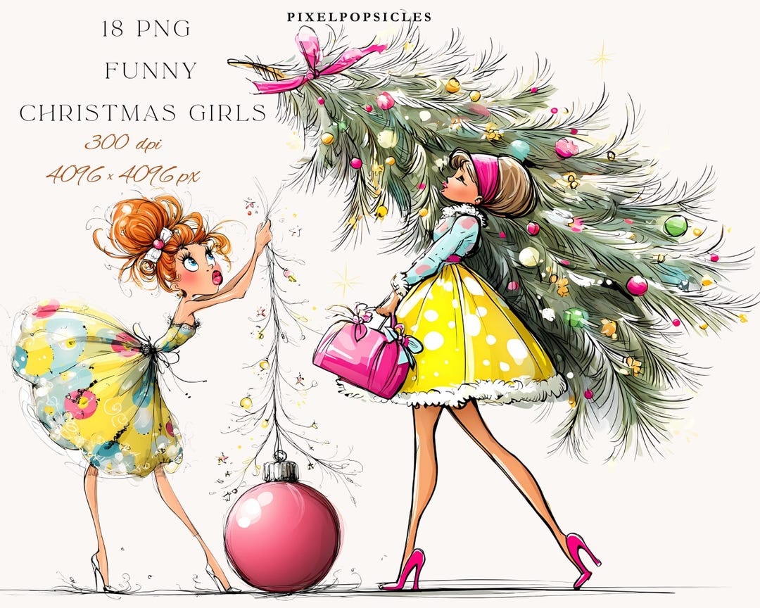 Watercolor Christmas Girl Clip Art: Whimsical Holiday Pngs (digital ...
