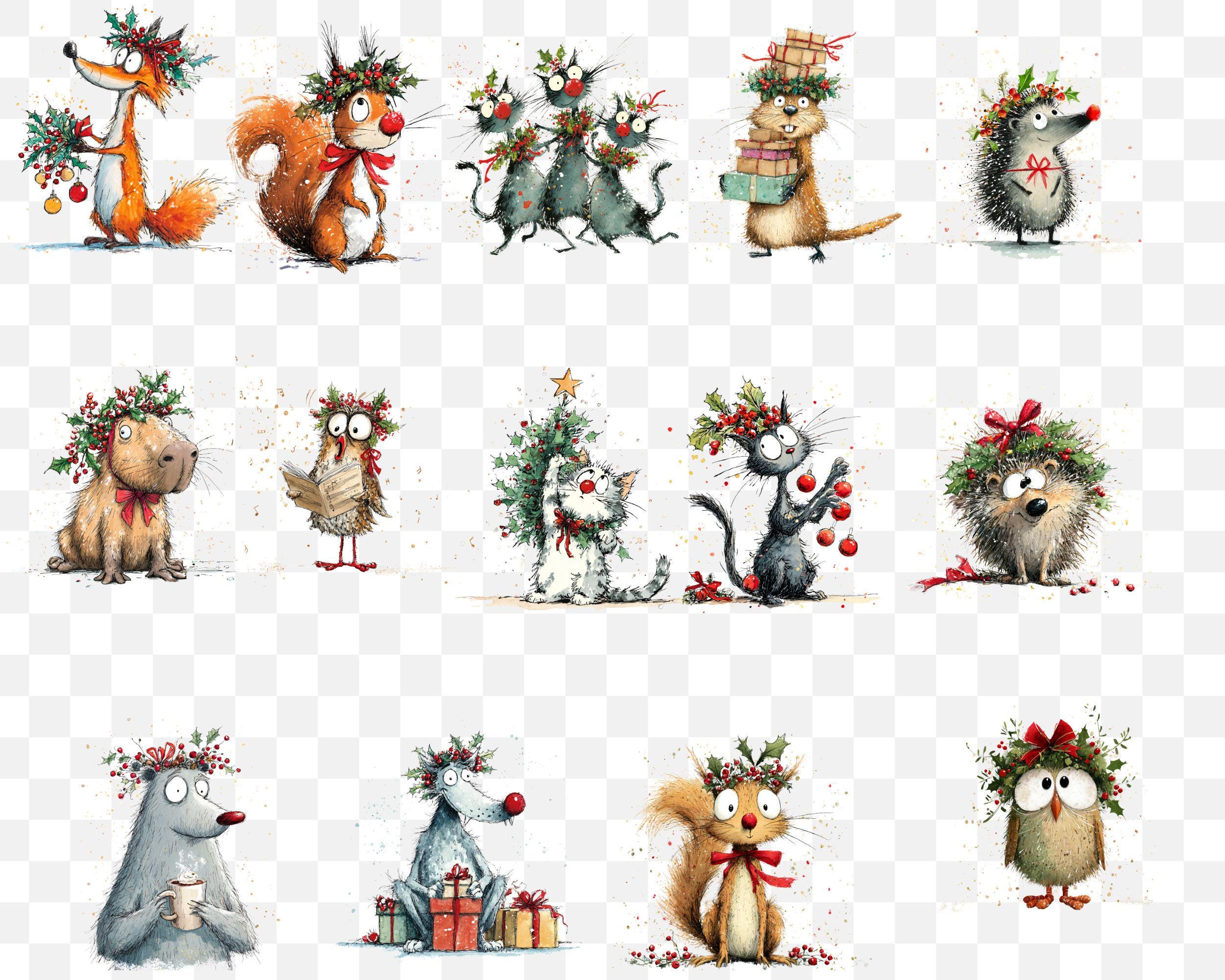 Christmas Animals PNG Bundle: Winter Woodland Clip Art (digital ...