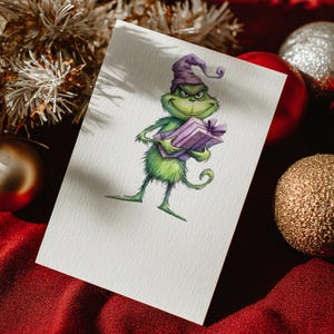 Grinch Clipart, Christmas Thief PNG Digital Download, Festive Grinch ...