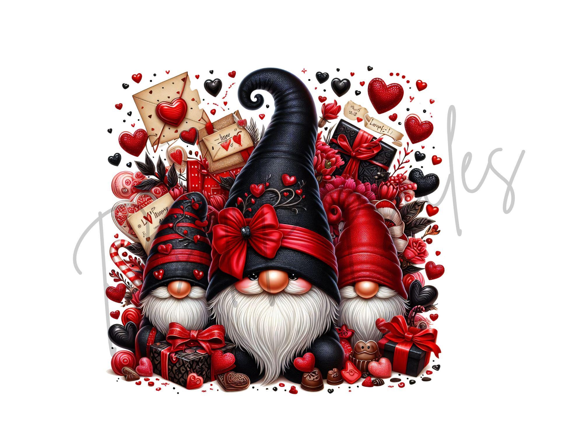 Valentine Gnome Clipart Bundle Red Graphics Commercial Use PNG Digital ...
