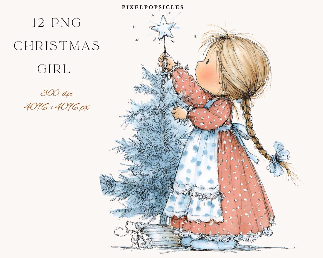 Christmas Girl Clipart: Festive Holiday PNG Images Digital Download for ...