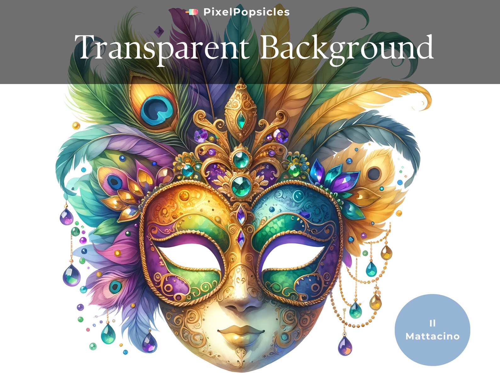 Watercolor Masquerade Mask Clipart: Venetian Carnival PNG Set (digital ...