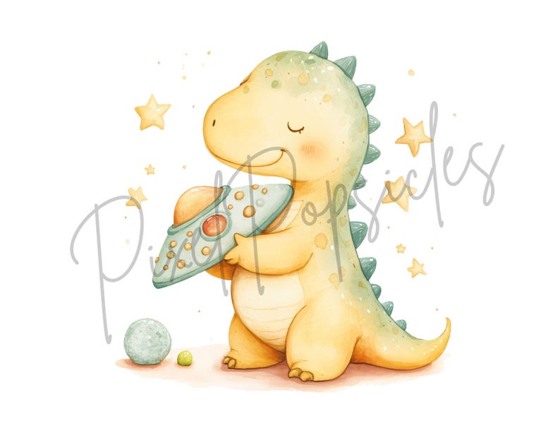 Cosmic Dinosaur Art Print: Galactic Dino Nursery Decor (digital ...
