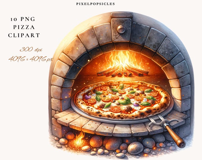 Pizza Party- Clip art and digital paper set - Pizza clipart - Etsy México