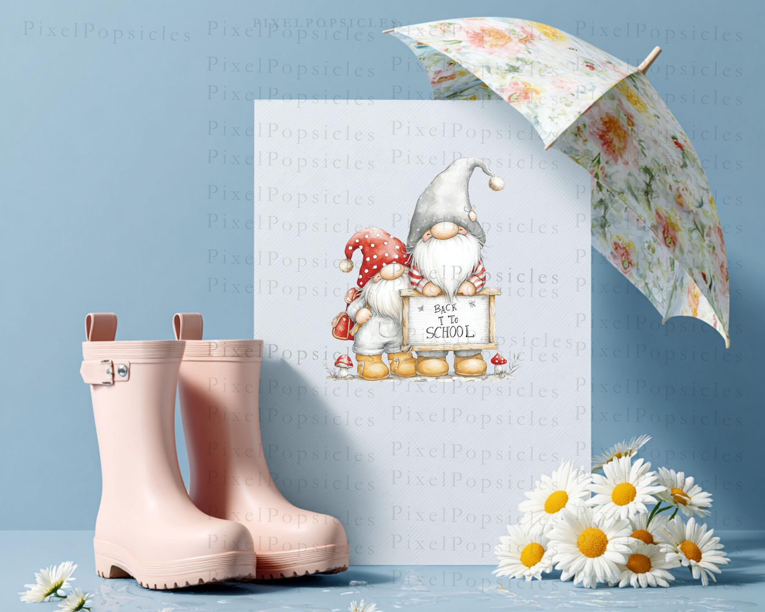 Back to School Gnome Clipart Bundle: Watercolor PNG (digital Download ...