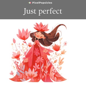 Red Princess Watercolor Clipart Set: Floral Nursery Art (digital ...