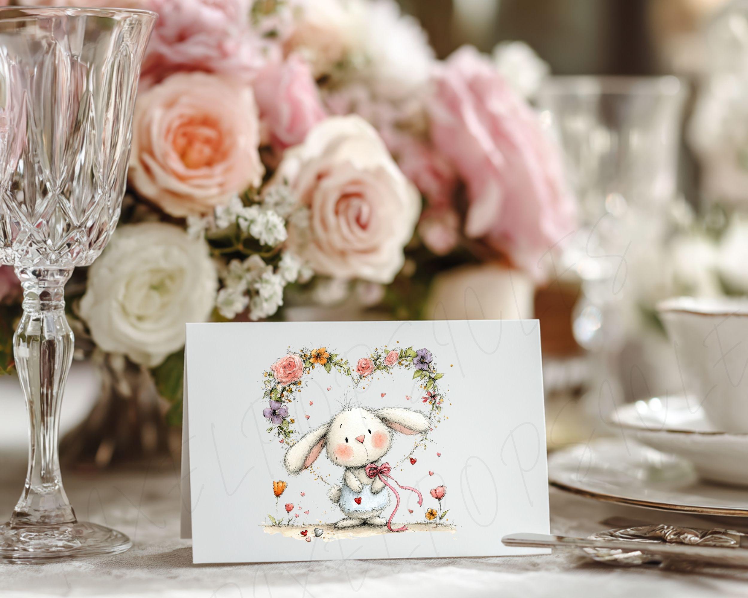Watercolor Valnetine Bunny Clipart Set: Valentine's Day Graphics ...