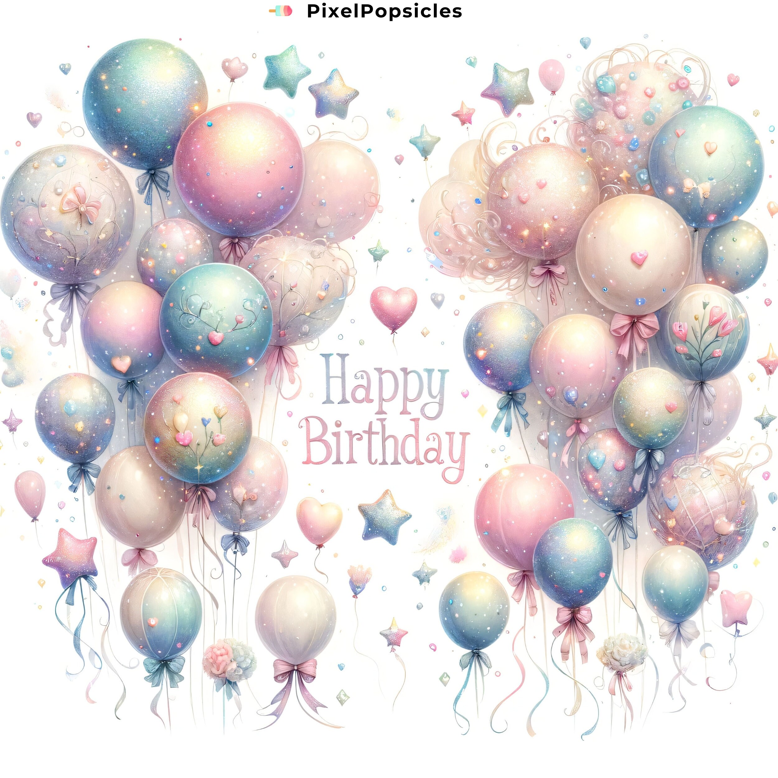 Watercolor Happy Birthday Collection JPG, Perfect for Birthday Cards ...