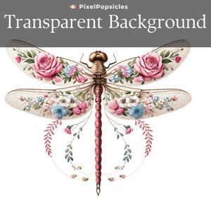 10 Beautiful Dragonfly PNG, Floral Dragonfly Clipart PNG, Scrapbooking ...