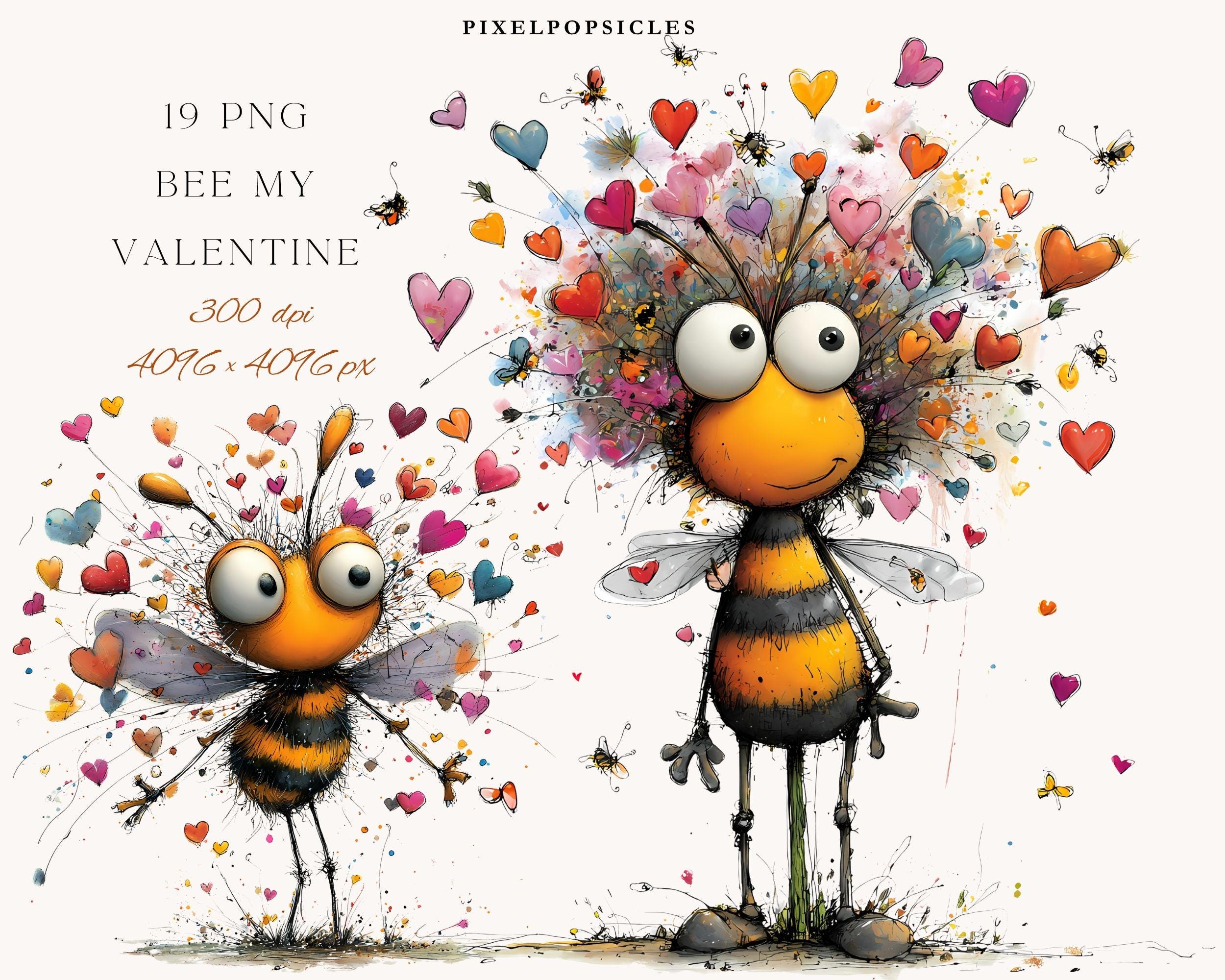 Valentine Bee Clipart Set – Adorable Love-themed PNG Collection - Etsy