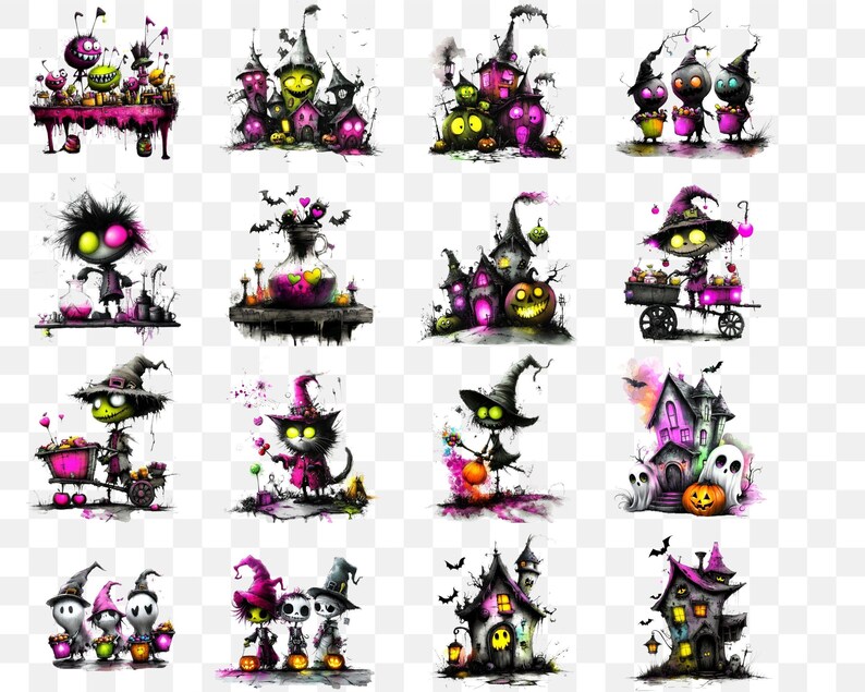 Halloween Watercolor Clipart Bundle: Spooky Cuties (PNG Digital ...