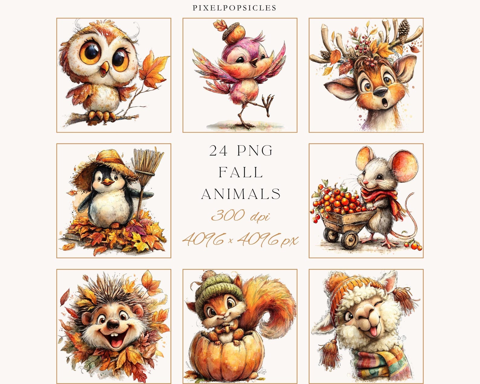 Autumn Woodland Animals Clipart Bundle: Fall Forest PNG Images (digital ...