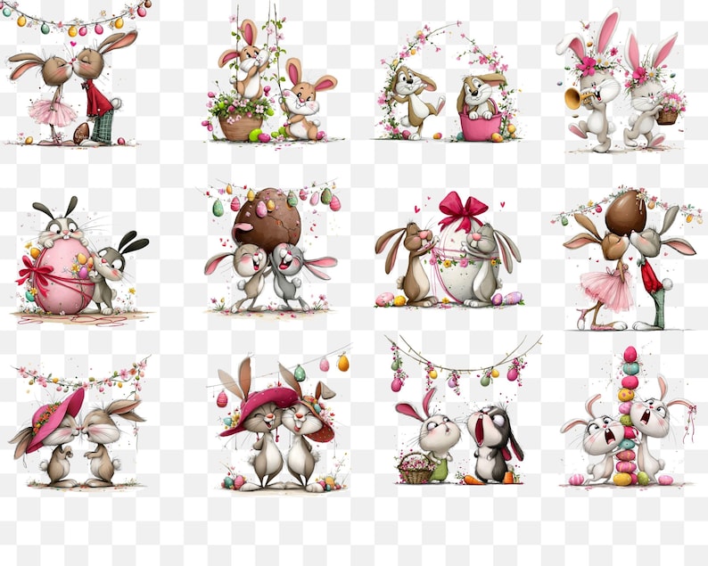Watercolor Easter Bunny Clipart: PNG Digital Downloads# - Etsy