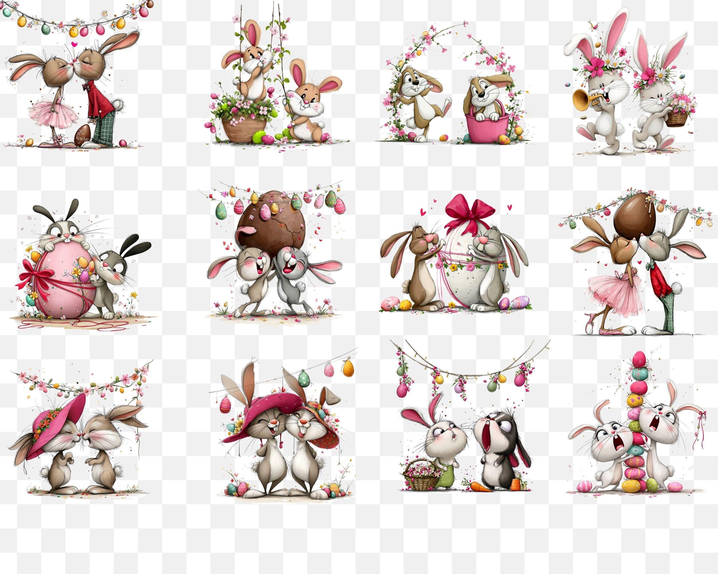 Watercolor Easter Bunny Clipart: PNG Digital Downloads# - Etsy