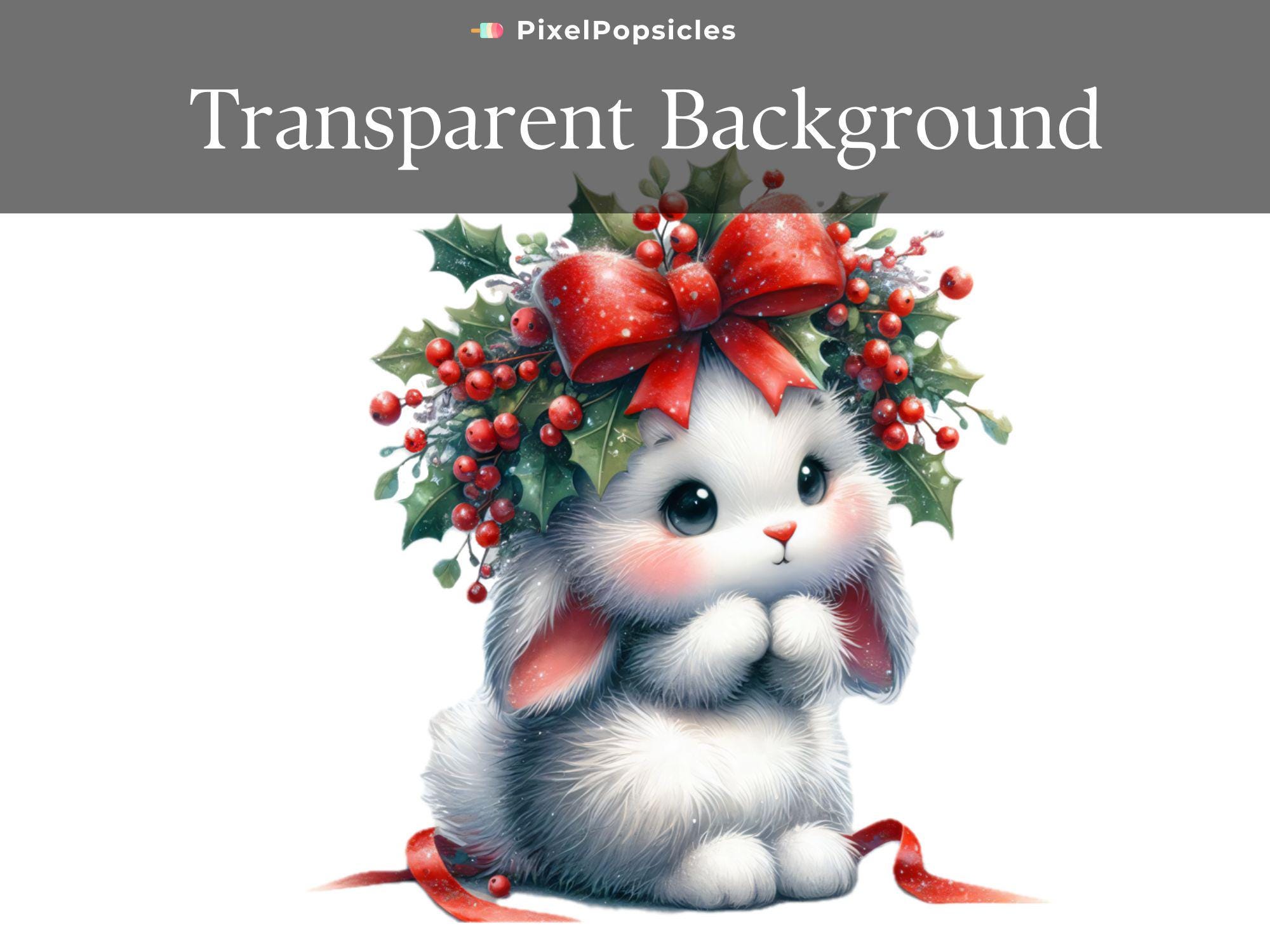 Watercolor Christmas Animals Clipart - Holiday PNG Set (digital ...