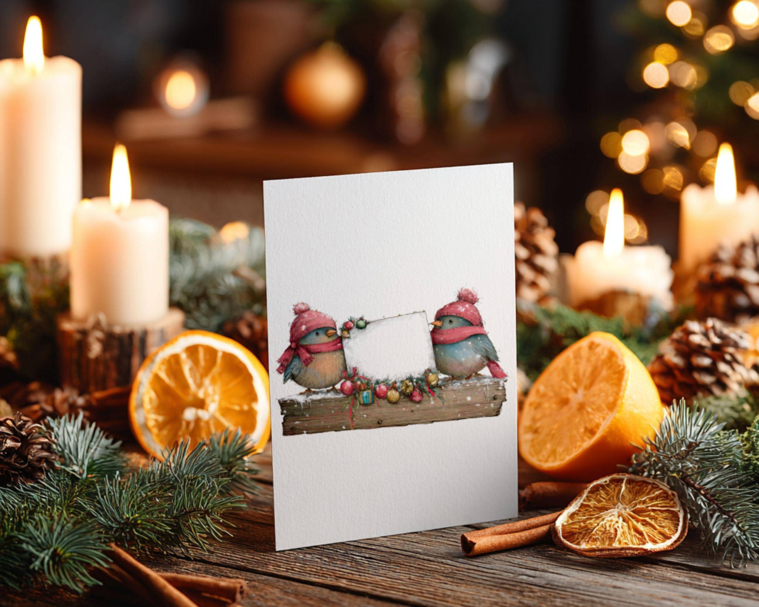 Whimsical Christmas Bird Clipart Set: Watercolor Holiday Illustrations ...