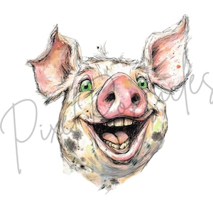 Funny Pig PNG Clipart: Playful Farm Animal Art (digital Download) - Etsy