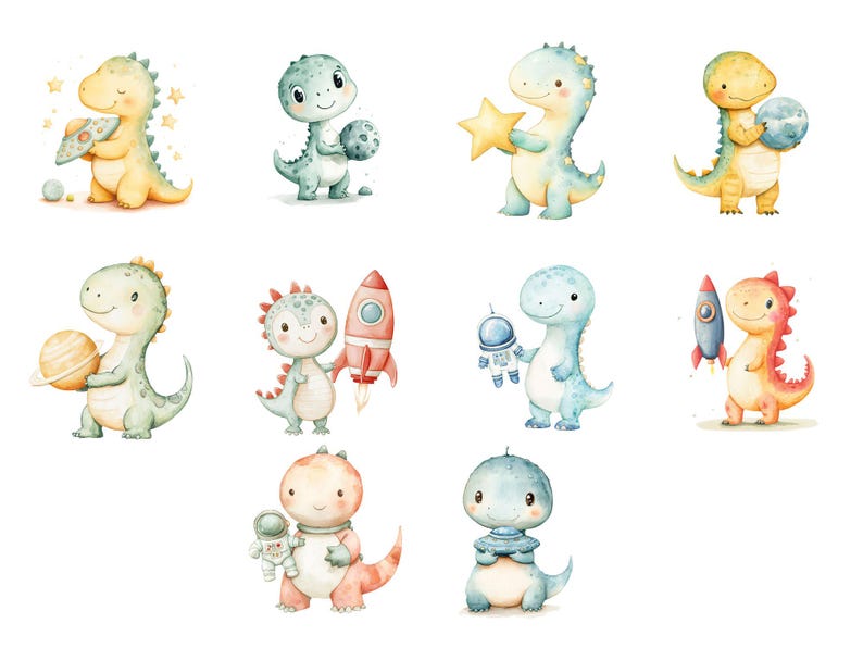 Cosmic Dinosaur Art Print: Galactic Dino Nursery Decor (digital ...