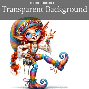 15 Hippie Elves Watercolor PNG, Elves Tie Dye Clipart PNG, Sublimation ...