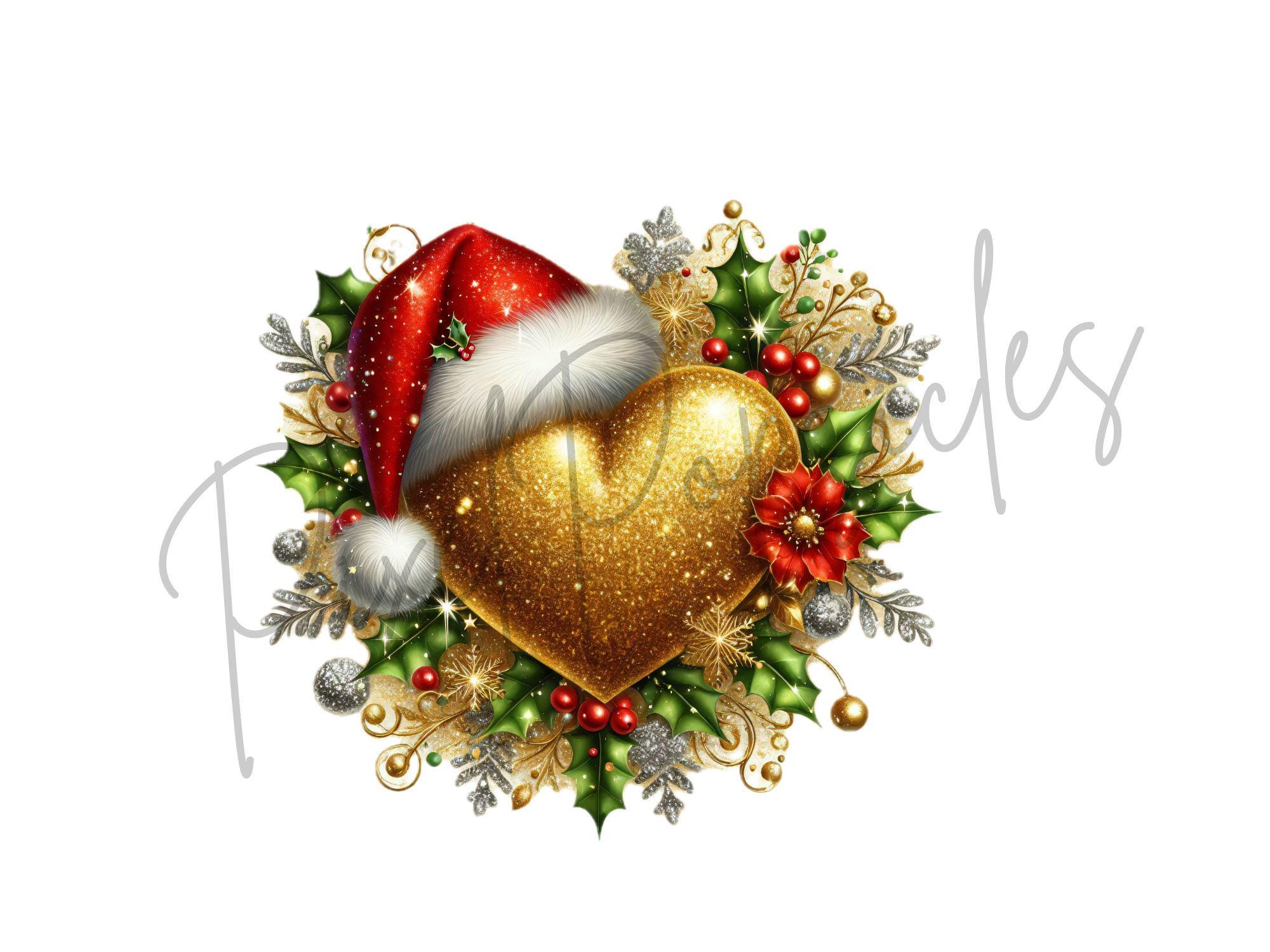 Festive Christmas Heart Clipart Bundle - 14 PNG Files, Junk Journals ...