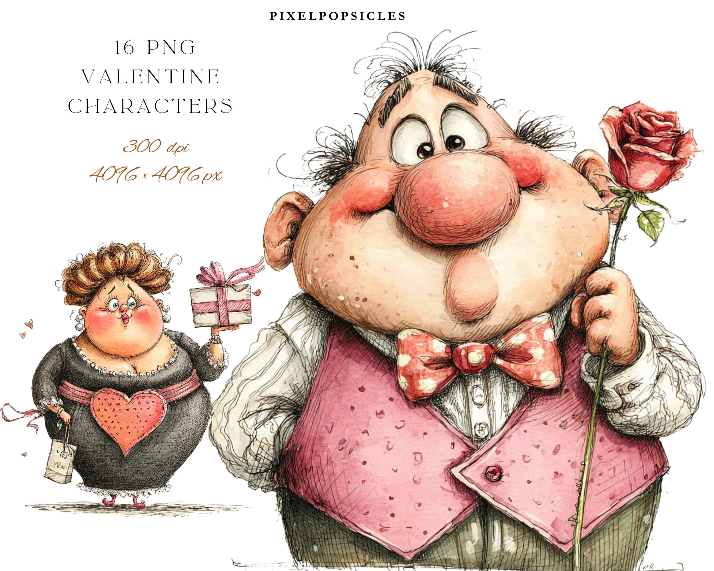 Valentine Characters Clipart Set – Watercolor Valentine Couple With ...