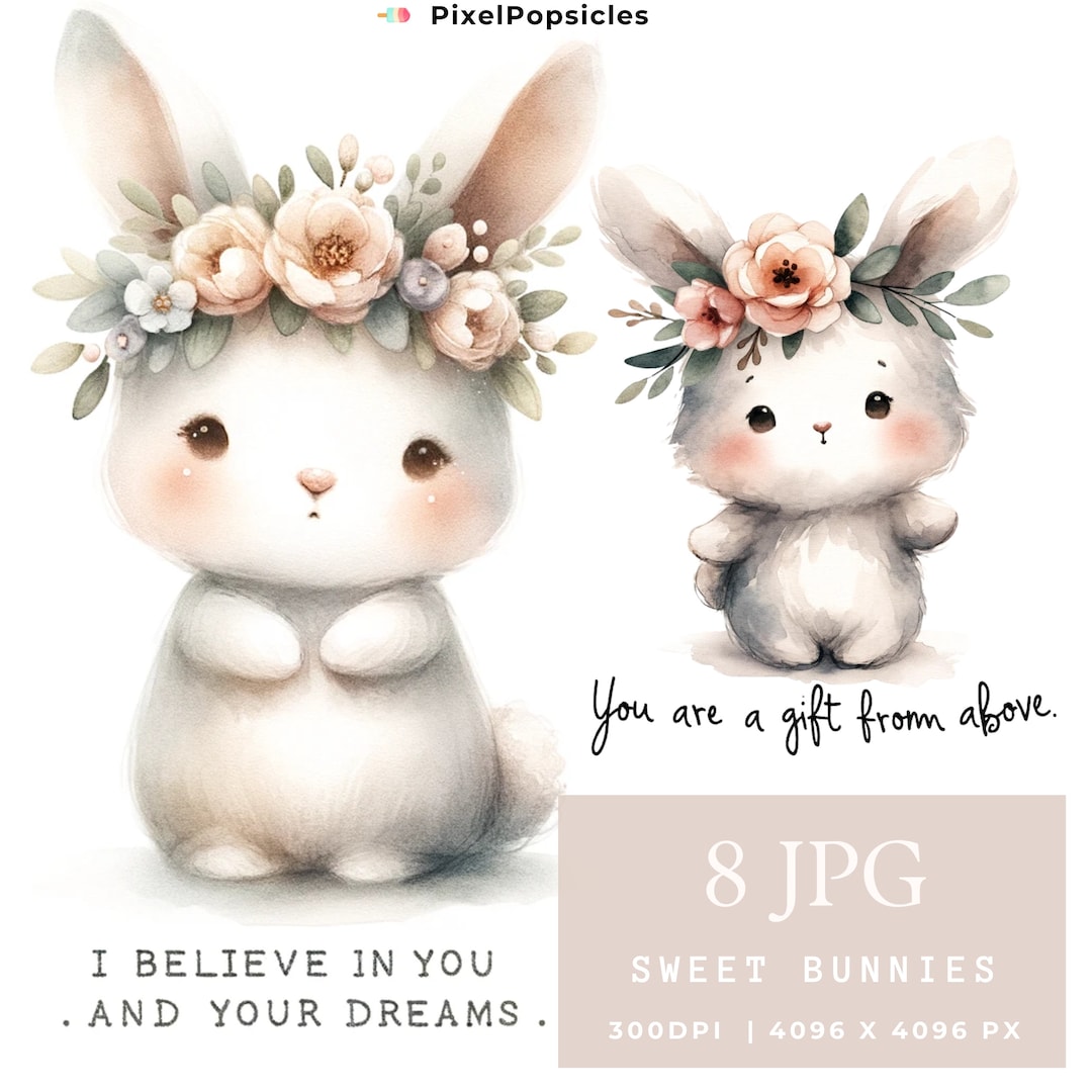 8 Cute Bunnies Clipart - Cute Nursery Bunny Clip Art, Cute Bunnies ...