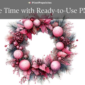 Pink Christmas Wreath Clipart Bundle (digital Download) - Etsy