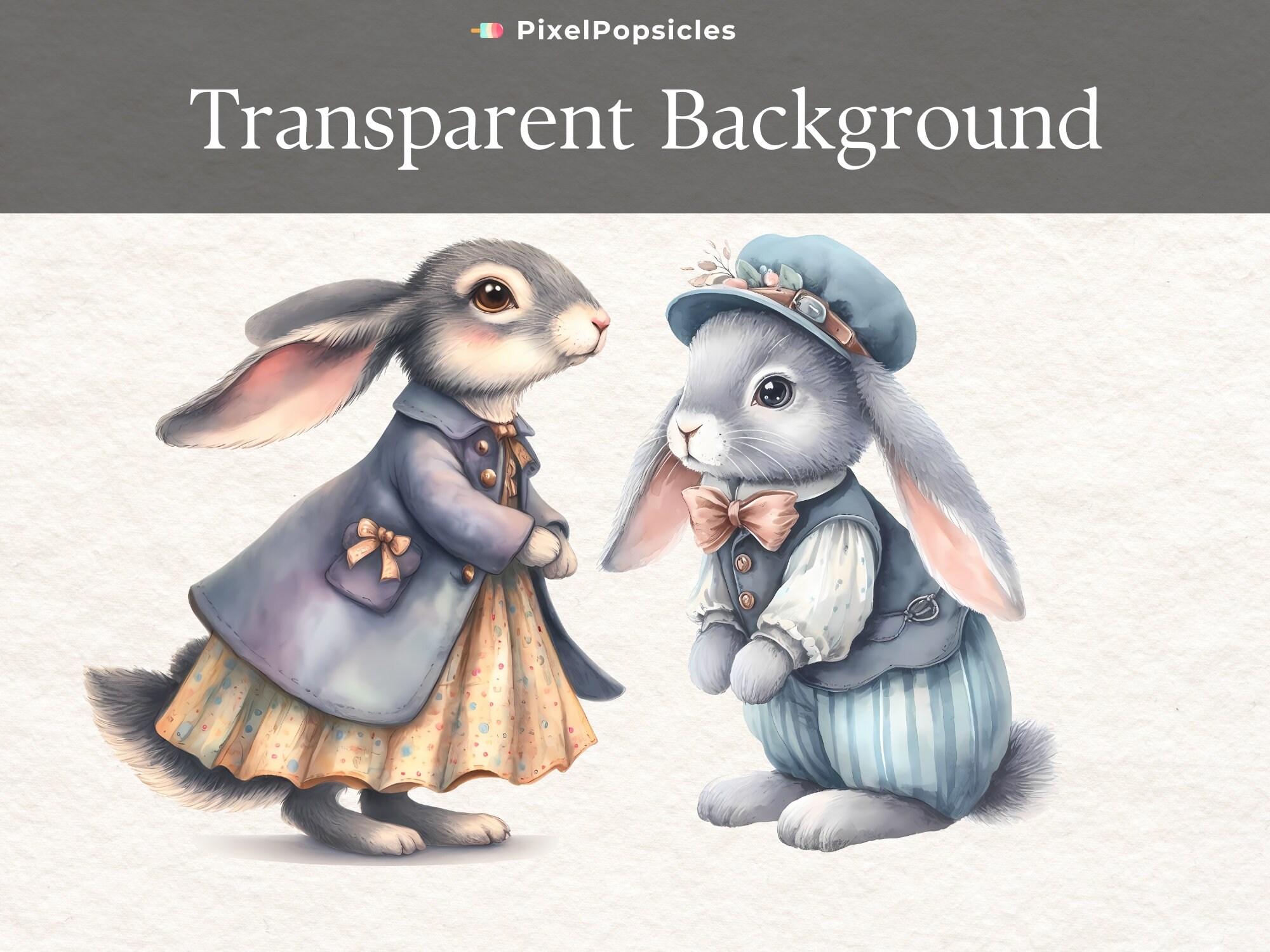 Watercolor Bunny Clipart Cute Animal Transparent Pngs for Nursery, Cute ...