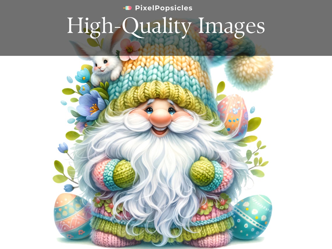 10 Easter Gnomes Watercolor Clipart PNG, Spring Flowers Easter Eggs ...