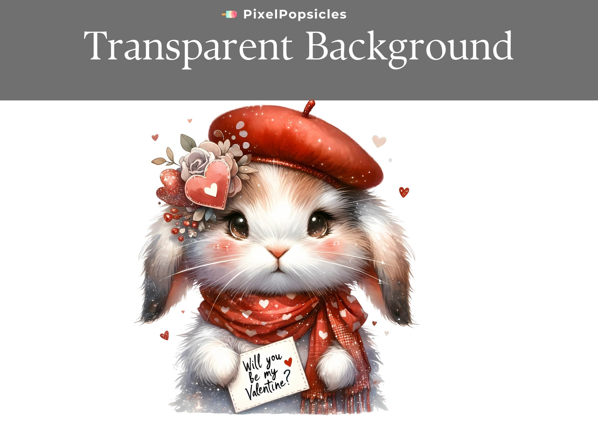 Watercolor Bunny Clipart Set: Valentine's Day Graphics, Commercial Use ...