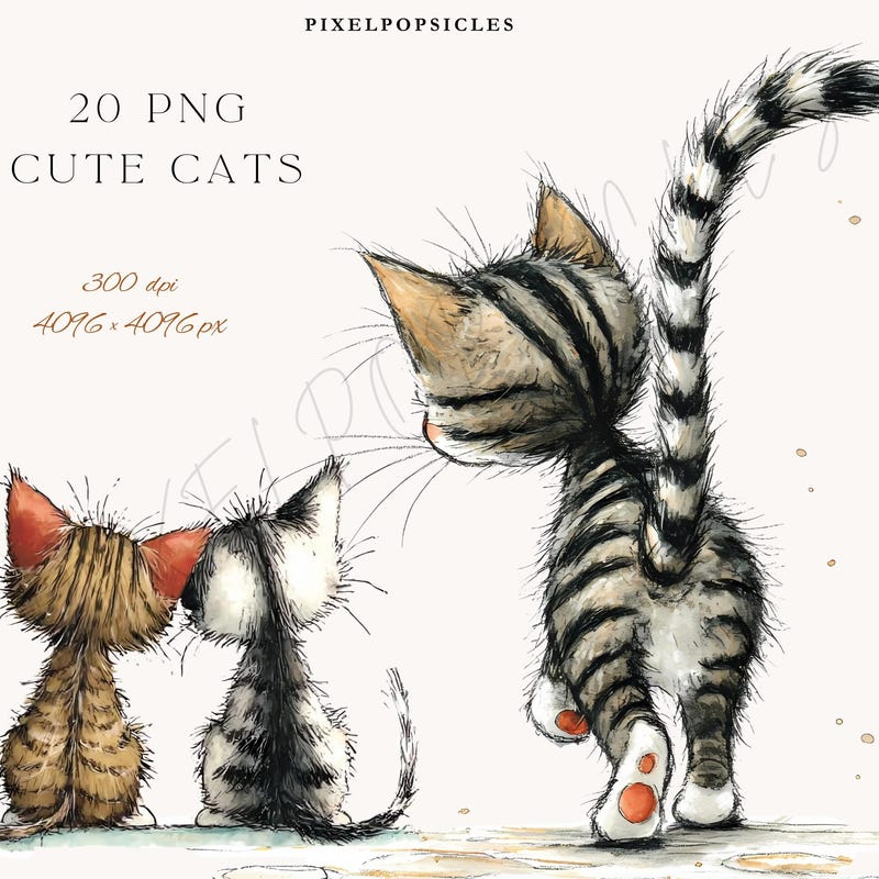 Transparent Clipart Cat - Etsy UK